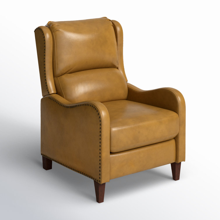 Beecher Genuine Leather Recliner Leather Type Taupe Genuine Leather